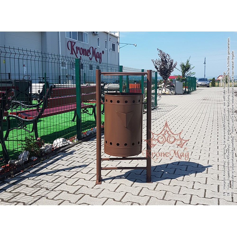 Coș Gunoi Exterior Metalic cu Capac și Scrumieră URBAN 22.CS - volum 50 ...